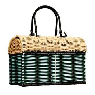 Valiclud Paquet Cabas Tiss&eacute; la Main Imitation Rotin Grand Format 32,3 X 27,4 X 14,8 Cm Paquet Fourre-tout pour Femmes Polyvalent pour Shopping, Plage et Voyage