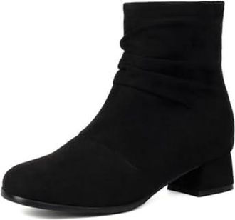 Generic Bottines Femme Tendance Imprimé Léopard Bout Rond Talons Blocs Enfiler Dessus Suédé Fermeture Éclair Bottes Élégantes Quotidien Fête,Noir,42 EU
