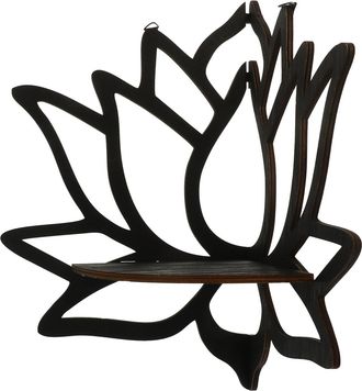 SOLUSTRE Holz Eckregal mit Lotus Motiv Schwebendes Wandregal Dekoratives Hohles Design Einfach zu Montierendes Display Regal für Wohnzimmer Schlafzimmer Platzs