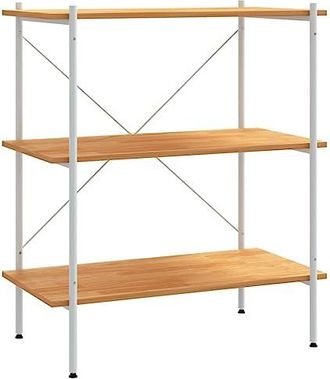 vidaXL &Eacute;tag&egrave;re &agrave; 3 Niveaux, Meuble de Rangement, &Eacute;tag&egrave;re &agrave; Livres, Organisateur de Salon Salle de S&eacute;jour Maison Int&eacute;rieur, Blanc et Ch&ecirc;ne