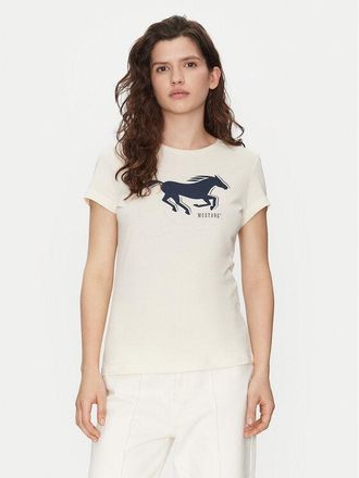 Mustang Jeans Mustang T-Shirt Loa 1016136 Écru Slim Fit