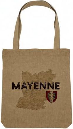 Fabulous Sac Shopping Tote Bag Aspect Lin - Mayenne 53 Departement Laval Carte Ancienne Pays de Loire - Sac de Courses Toile Epaisse 360g Beige Naturel Cabas P