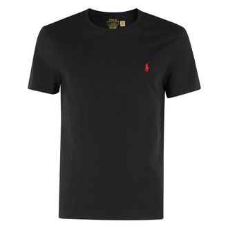 Polo Ralph Lauren Schwarzes T-Shirt mit Besticktem Logo Slim Fit - - Tops - Herren - Schwarzk - L
