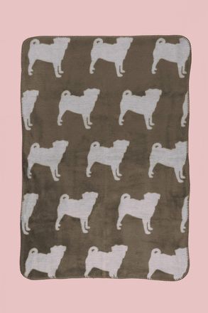 jilda-tex Wohndecke Tier-Decke Kuscheldecke Luxusdecke Tagesdecke Baumwolldecke (Mops - Braun, 80 x 120 cm)