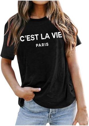 Generic T-shirt denterrement de vie de gar&ccedil;on France T-shirt pour femme avec motif voyage vacances cadeau personnalis&eacute; pour femmes col en V t-shirts blancs, N