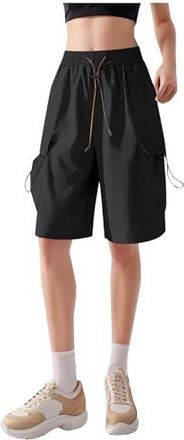 Generic Short Noir Femme Taille Haute Noir Enceinte Large Vetement Basse Satin Poche Doubl&eacute; Bordeaux Piece Sarouel Mariniere Homewear Sportswear Fashion Body 