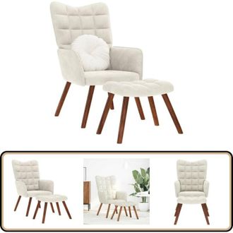 vidaXL Chaise de relaxation avec tabouret crème velours - Vidaxl