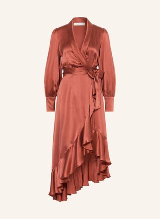 Zimmermann Wickelkleid Aus Seide Mit Volants rosa