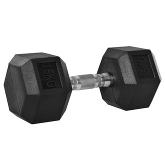 HOMCOM Hanteln mit ger&auml;ndeltem Griff, Kurzhantel aus Gusseisen, 1 x 15kg, Kurzhanteln f&uuml;r M&auml;nner und Frauen, Dumbbell f&uuml;r Zuhause, Fitnessstudio, Krafttraini