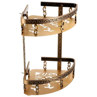 BESPORTBLE Eckregal f&uuml;r Badezimmer aus Aluminium Doppellagiges Wandregal Lochfreie Montage Aufbewahrung f&uuml;r Dusche und Shampoo