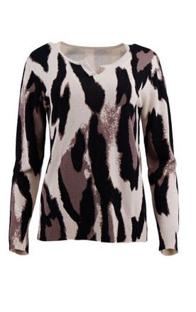 Passioni Strickpullover im Animalprint mit Strass