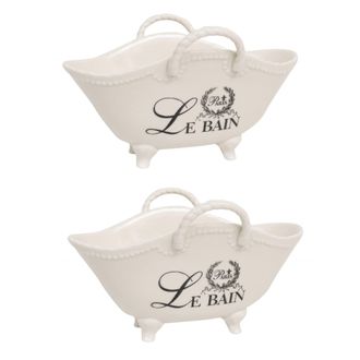Biscottini International Le Bain Paris Keksdose, multifunktional, aus wei&szlig;em Porzellan, mit Dekor, L20 x PR12,3 x H12 cm