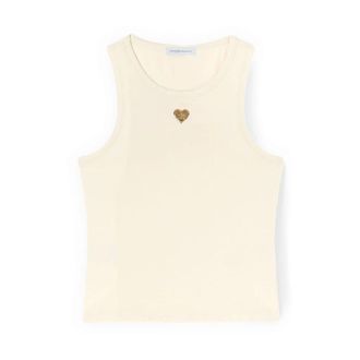 Motivi Top mit Paillettenherz - - Tops - Damen - Beige - XS