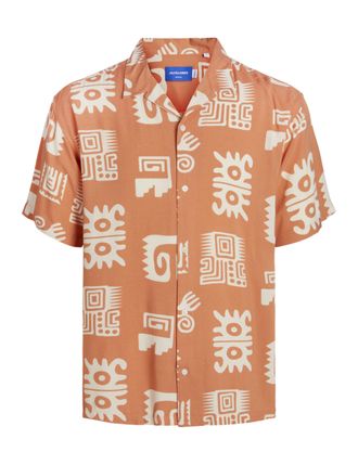 Jack & Jones Herren Jorluke Ocean Resort Shirt Ss Kurzarmhemd, Carnelian, S