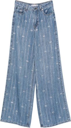 Self Portrait Rhinestone-embellished Bow-motif Jeans