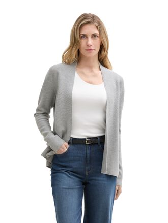 Tom Tailor Cardigan TOM TAILOR, Damen, Gr. XXXL(46), silber (silber grau melange), Strick, Obermaterial: 100% Baumwolle, meliert, figurumspielend h&uuml;ftlang, Stric