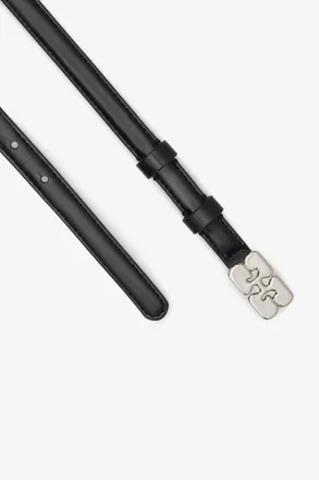 Ganni Schmaler Kat-G&uuml;rtel aus schwarzem Lackleder - Gr&ouml;&szlig;e XS/S schwarz