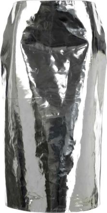 Jil Sander Femme, Jupes, Gris, Taille: 44 FR Leather Pencil Skirt