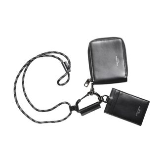 Dolce & Gabbana Homme, Accessoires, Noir, Taille: ONE Size Porte-cartes zippé avec cordon en cuir noir