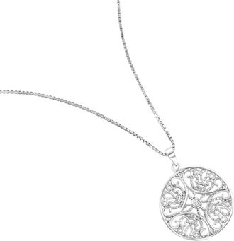 Zeeme Silber Halskette Silber 925 rhodiniert mit Zirkonia wei&szlig;