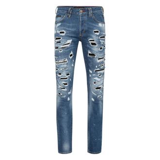 Philipp Plein Denim Super Straight Cut Destroyed - - Jeans - Herren - Blau - W26