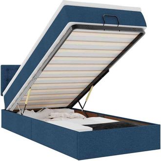 vidaXL Ottomane Bett mit Matratze & LEDs Blau 100x200 cm Stoff vidaXL
