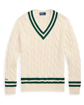 Ralph Lauren Pullover mit Zopfstrick-Muster und V-Ausschnitt in