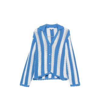 Stine Goya Striped Open-knit Cardigan
