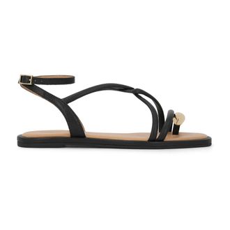 Kazar Femme, Chaussures, Noir, Taille: 37 EU Sandale Plate avec Bride Orn&eacute;e &agrave; lAvant