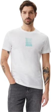 Calvin Klein Homme, Tops, Blanc, Taille: M Tee-shirt à manches courtes et col rond imprimé