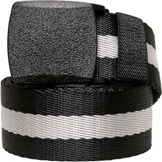 Urban Classics Ceinture unisexe &agrave; rayures centrales., Noir, Small - Medium