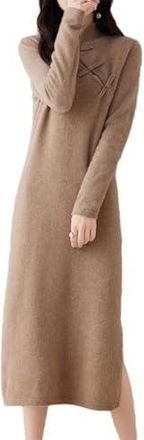 Generic Robe en Tricot De Laine dhiver pour Femme - Robe Mi-Longue Slim, Jupe Pull avec Pull-Over