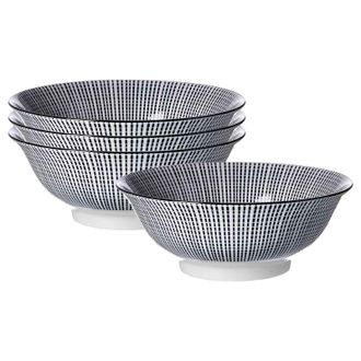 Ritzenhoff & Breker Takeo Stripes Servierschalen 6er Set, 12 cm, Schalen mit vollfl&auml;chigem Dekor, Skandinavisches Design, Mix-&-Match-Geschirr, Porzellan, Wei&szlig; und Schwar