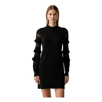 Twinset Femme, Robes, Noir, Taille: 38 FR Robe Courte Tricot&eacute;e