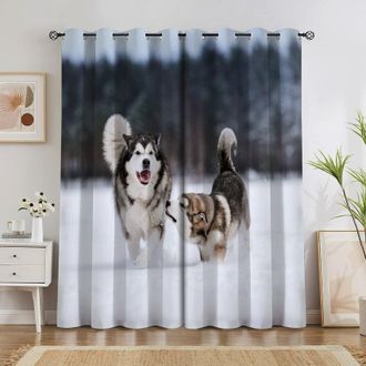 Generic Verdunkelungsvorhang Charmant Thermovorhang K&auml;lteschutz Alaskan Malamute Blickdicht &Ouml;senschal f&uuml;r Gardinen Wohnzimmer & Schlafzimmer H 175 x B 140 cm 