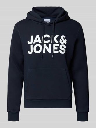 Jack & Jones Hoodie mit Label-Print und K&auml;nguru-Tasche