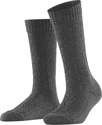 Falke Damen Socken Modish Fest W So Wolle Viskose Kaschmir einfarbig 1 Paar, Grau Flanell 3210, 39-42