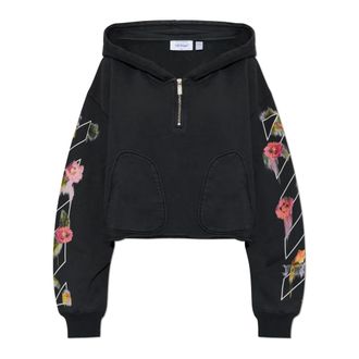 Off-white Cropped Logo Sweatshirt - - Sweatshirts & Hoodies - Damen - Schwarzk - L
