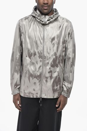 Alexander McQueen Hooded Windbreaker With All-Over Logo Alexander McQueen