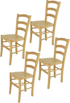 Tommychairs Tommychairs - 4er Set Stühle Venice für Küche und Esszimmer, robuste Struktur aus lackiertem Buchenholz im Farbton Naturfarben und Sitzfläche aus Holz