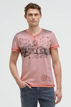 Camp David Henleyshirt mit offener Kante am Ausschnitt