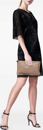 Valentino Garavani pochette en cuir &agrave; d&eacute;tails de clous - Tons neutres