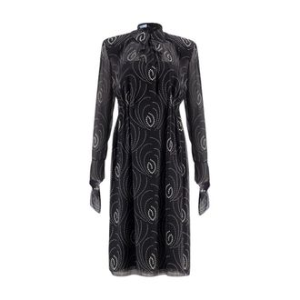 Prada Retro Grafisches Georgette Kleid - - Dresses - Damen - Schwarzk - S