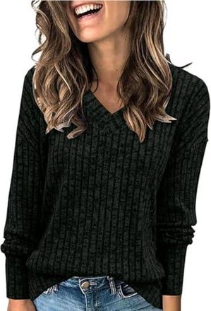 TOMWELL Pull Col Roulé Femme Manche Longue Boutonné Croisé Devant Casual Oversize Tops pour Printemps Automne Hiver B Noir XXL