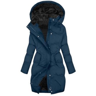 Minetom Manteau Femme Hiver Polaire Chaud Imperm&eacute;able Veste &agrave; Capuche Manches Longues Manteaux mi longue Blouson Casual A Marine 3XL