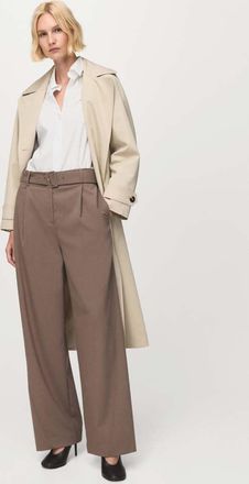 Mango Chemise droite m&eacute;lange coton et lyocell blanc cass&eacute; - Femme - 4XL - MANGO