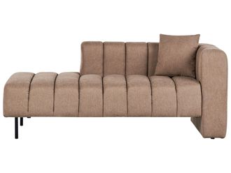 Beliani Chaiselongue rechtsseitig Samt braun mit schwarzen Metallbeinen Kissen modern Lannils