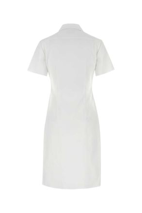 Miu Miu Womens White Poplin Shirt Dress Bianco Co-Trochus Niloticus Abiti