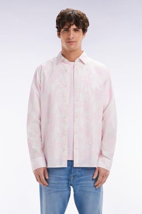 Eden Park Chemise En Popeline De Coton Imprim&eacute; Noeud Papillon Rose Coupe Droite
