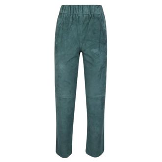Via Masini 80 Gr&uuml;ne Wildlederhose mit elastischem Bund - - Trousers - Damen - Gr&uuml;n - 2XS